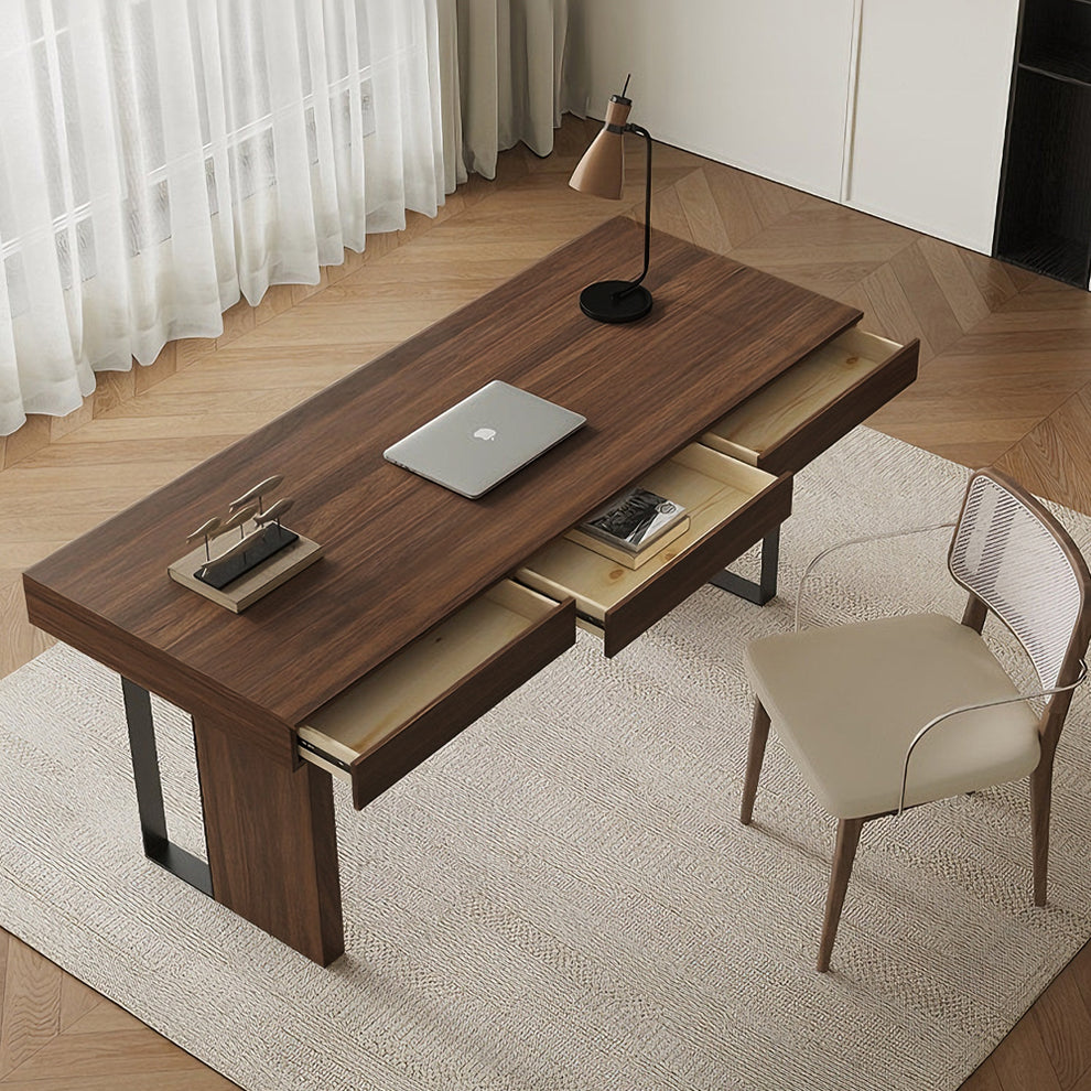 Multi Layer Solid Wood Study Desk with Drawers – Furnico Furniture